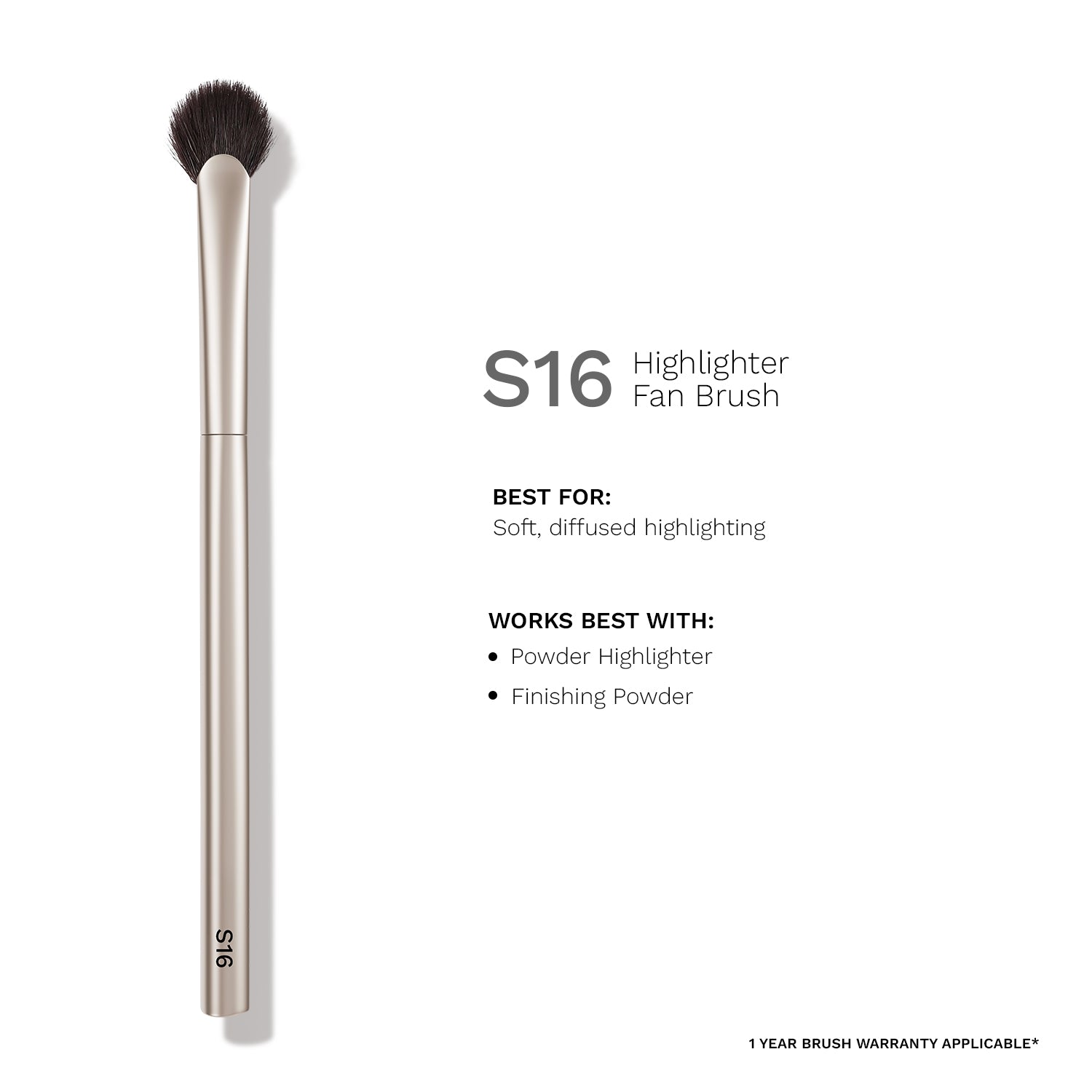 PAC S Series Soft Fan Makeup Brush for Precise, Radiant Highlighting